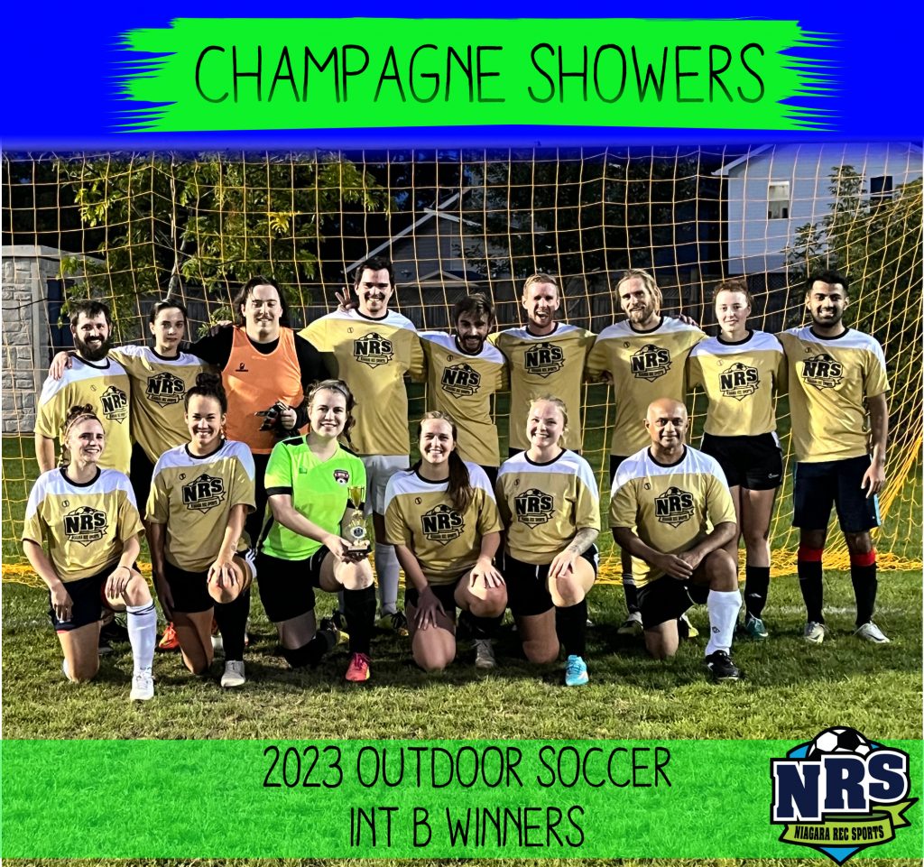 NRS 2023 Outdoor Soccer Int B Winners Champagne Showers | Niagara Rec ...
